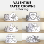 Valentine's Day Paper Hats Crowns Printable Paper Coloring Craft ...