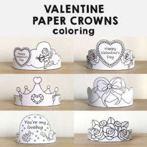 Valentine's Day Paper Hats Crowns Printable Paper Coloring Craft ...
