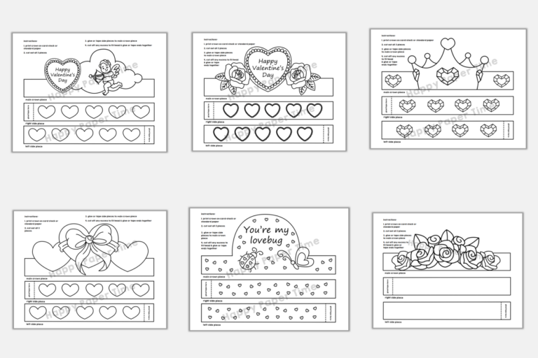 Valentine's Day Paper Hats Crowns Printable Paper Coloring Craft ...
