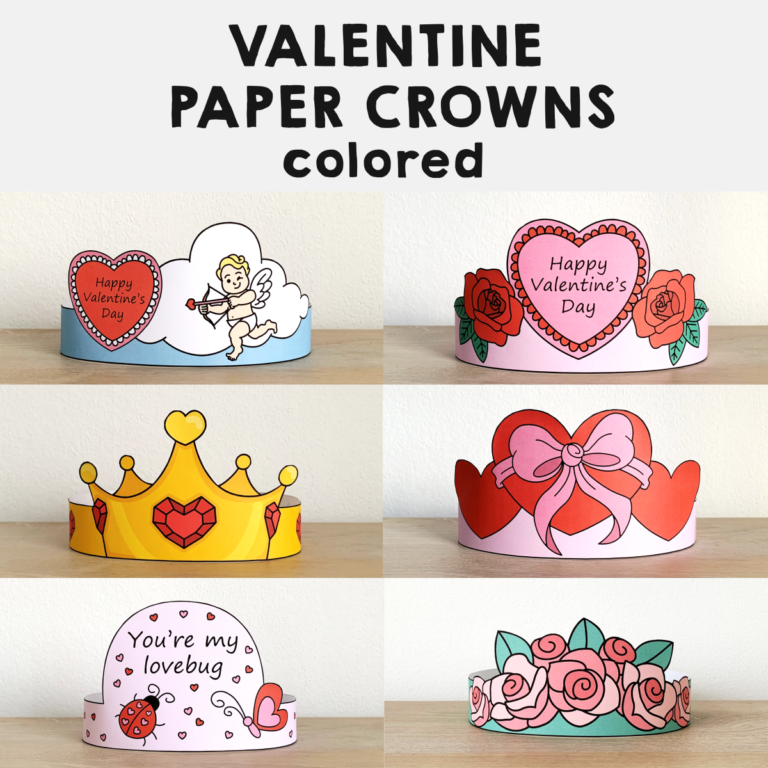 Happy Valentine's Day Paper Crown Printable Coloring Craft Activity ...