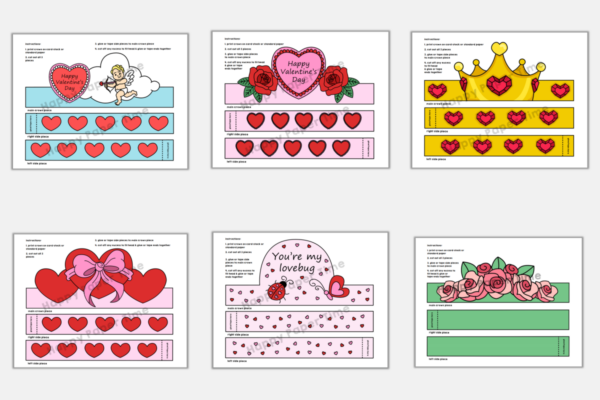 Valentine’s Day Paper Hats Crowns Printable Paper Costume Craft ...