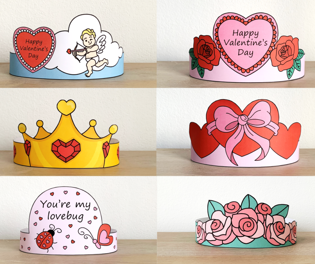 Valentine’s Day Paper Hats Crowns Printable Paper Costume Craft ...