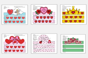 Valentine’s Day Paper Hats Crowns Printable Paper Coloring Craft ...
