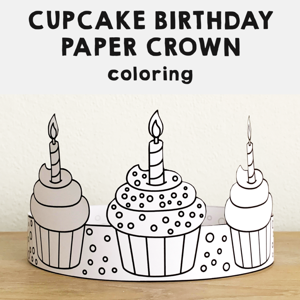 Happy Birthday Paper Crowns Headbands Hats Printable Coloring Craft ...