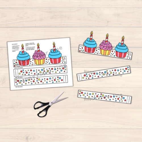 Birthday Cupcakes Paper Crown Printable Costume Craft Activity - Made ...