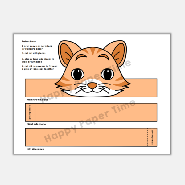 Cat Paper Crown Printable Costume Pets Animal Craft Activity | Made By ...
