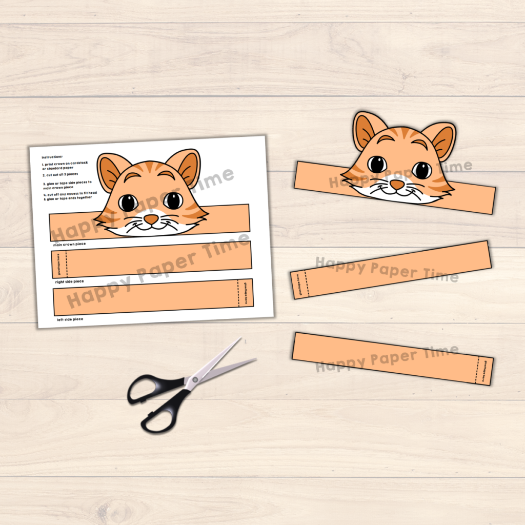 Cat Paper Crown Printable Costume Pets Animal Craft Activity | Made By ...