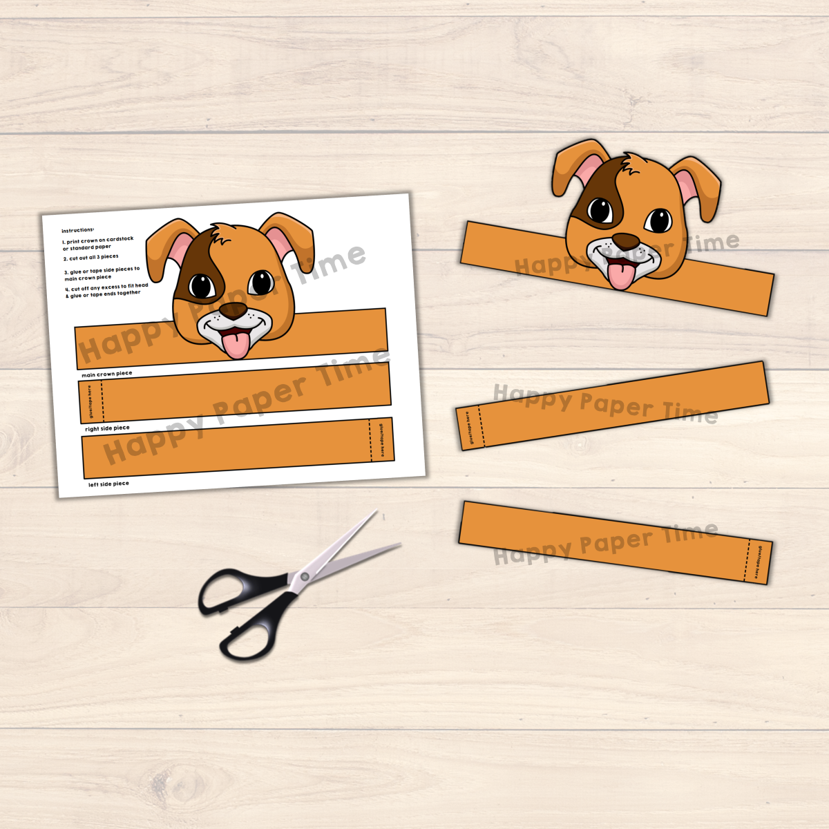 Dog Paper Crowns Printable Coloring Pets Animal Craft Activity | Made ...