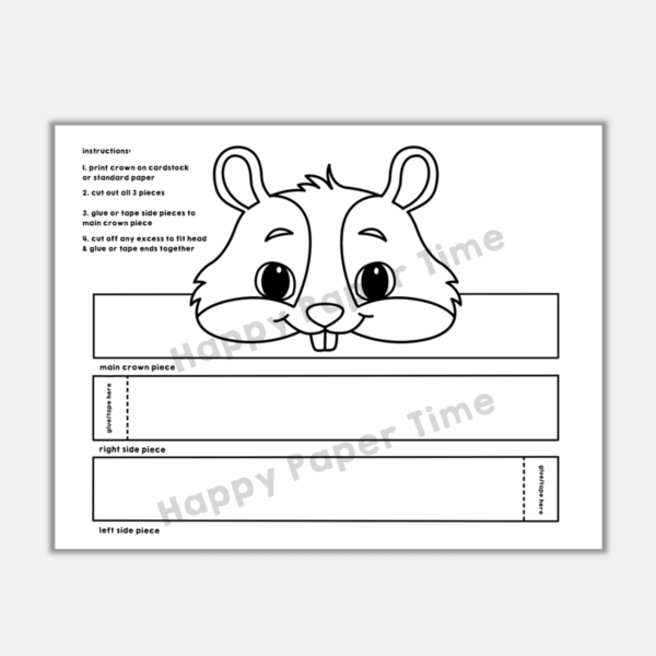 Hamster Paper Crown Printable Coloring Pets Animal Craft Activity ...