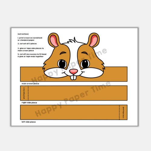 Hamster Paper Crown Printable Costume Pets Animal Craft Activity | Made ...