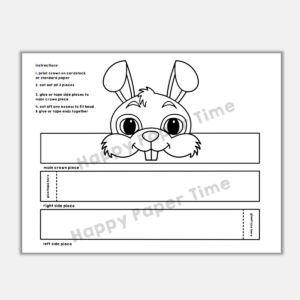 Rabbit Bunny Paper Crown Printable Coloring Pets Animal Craft Activity ...