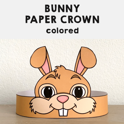 Rabbit Bunny Paper Crowns Printable Coloring Pets Animal Craft Activity ...