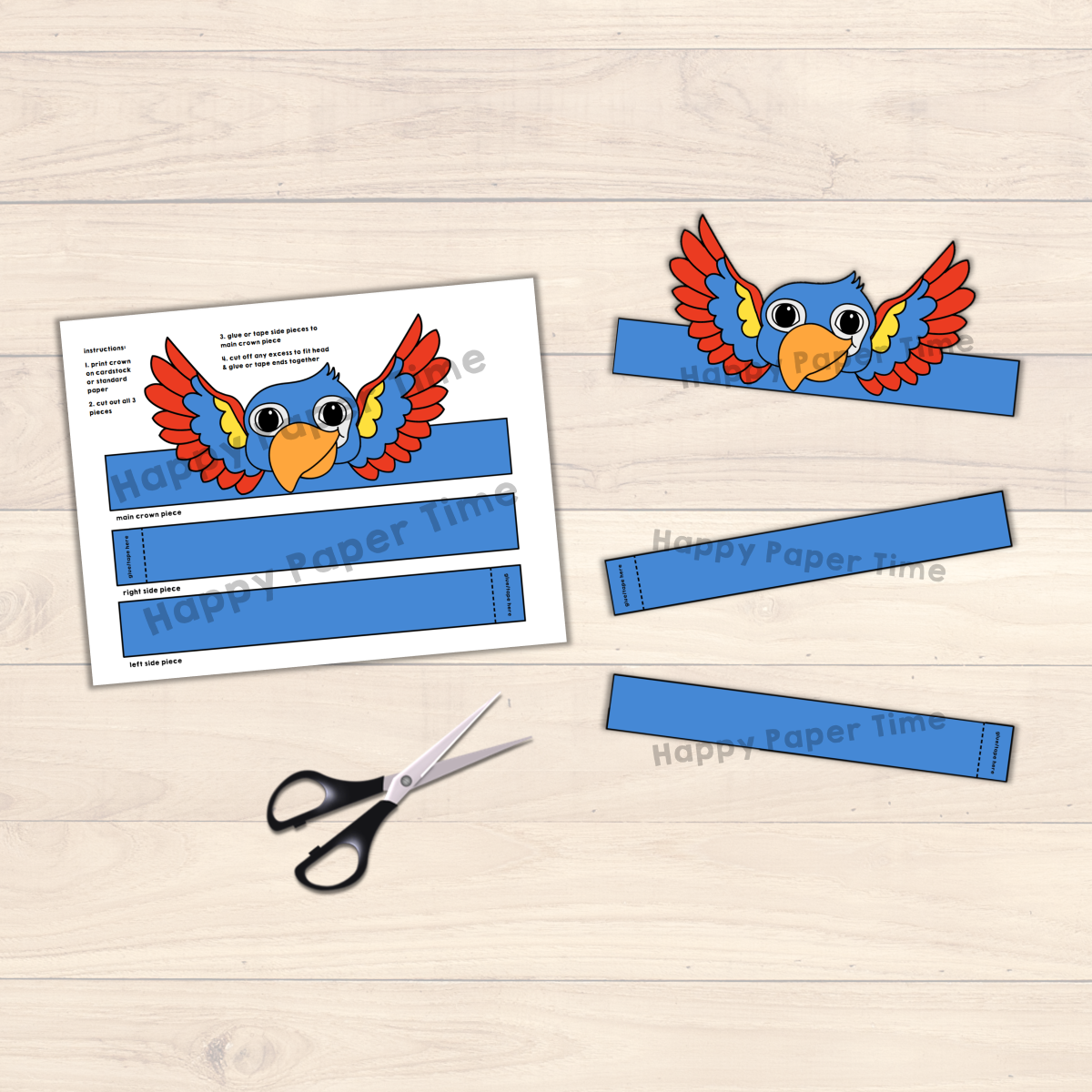 Parrot Bird Paper Crown Printable Costume Pets Animal Craft Activity ...