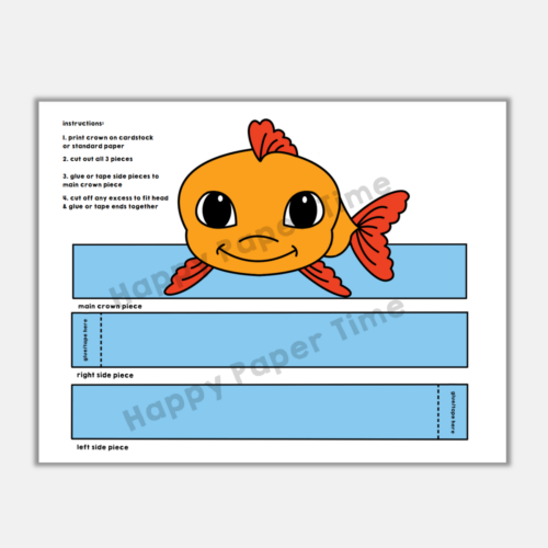 Goldfish Paper Crown Printable Costume Pets Animal Craft Activity ...
