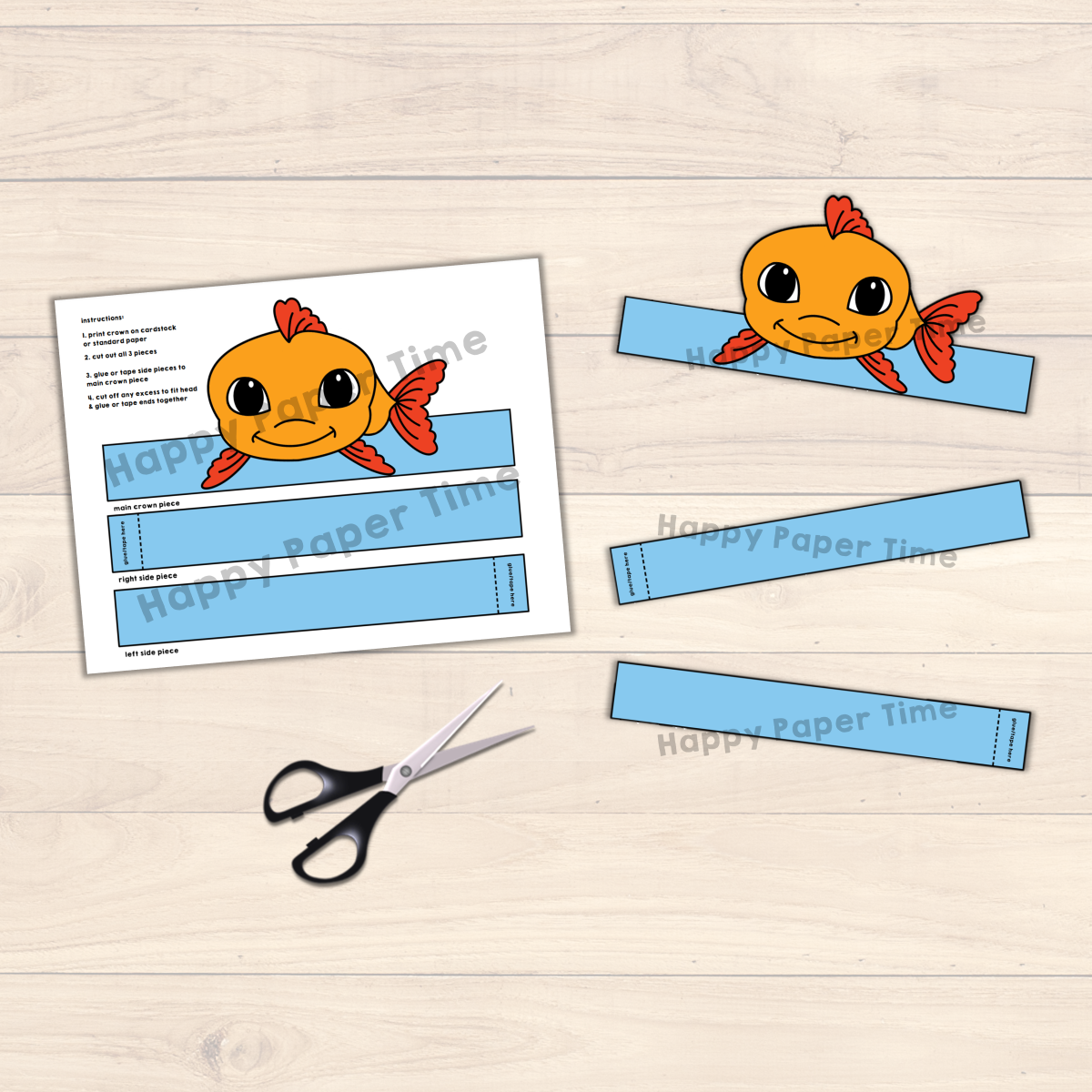 Goldfish Paper Crowns Printable Coloring Pets Animal Craft Activity ...