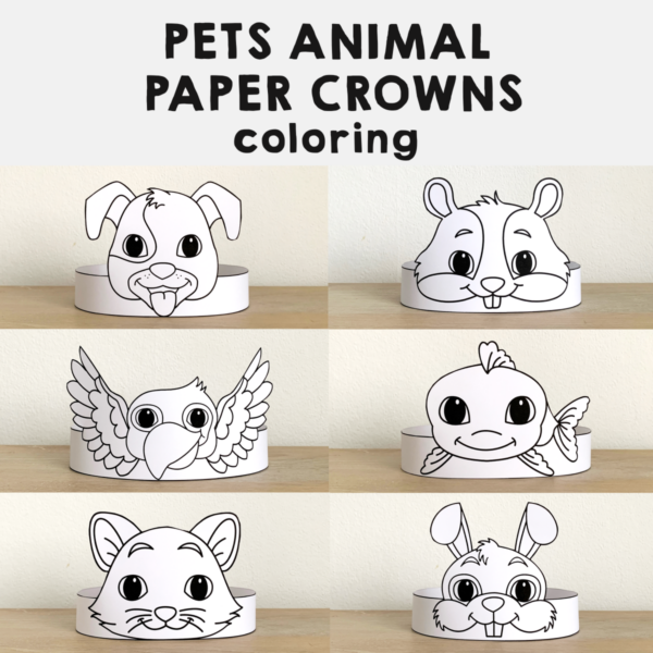 Pets Animals Paper Hats Crowns Printable Paper Coloring Craft Activity ...