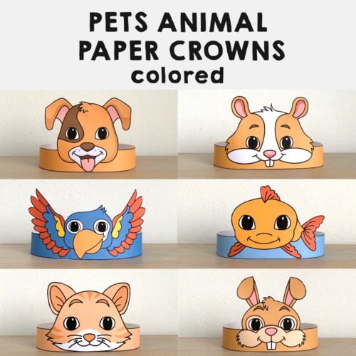Pets Animals Paper Hats Crowns Printable Paper Costume Craft Activity ...