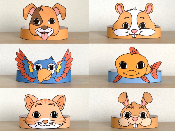 Pets Animals Paper Hats Crowns Printable Paper Costume Craft Activity ...