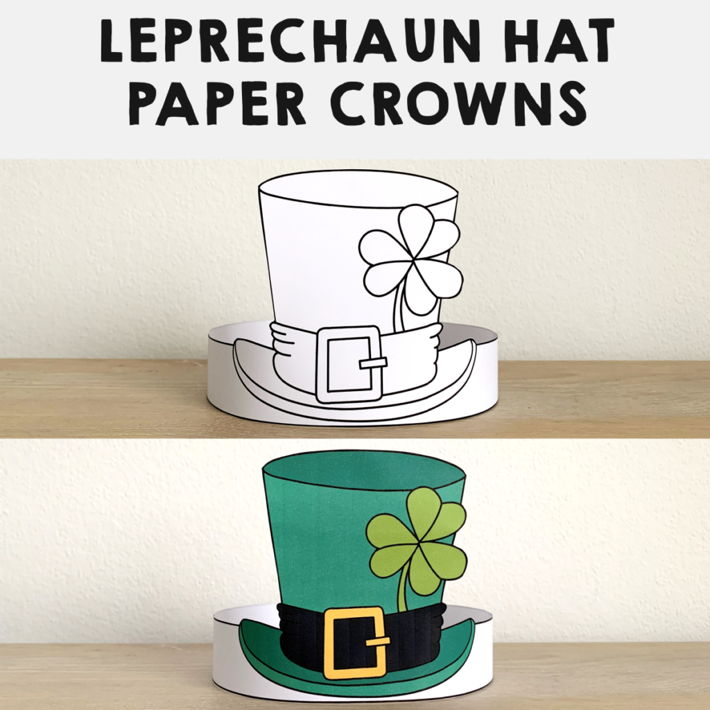 Leprechaun Paper Hats Printable Coloring St. Patrick’s Day Craft ...