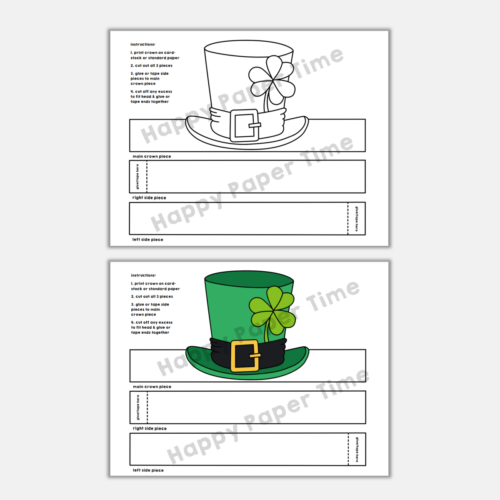 Leprechaun Paper Hats Printable Coloring St. Patrick’s Day Craft ...