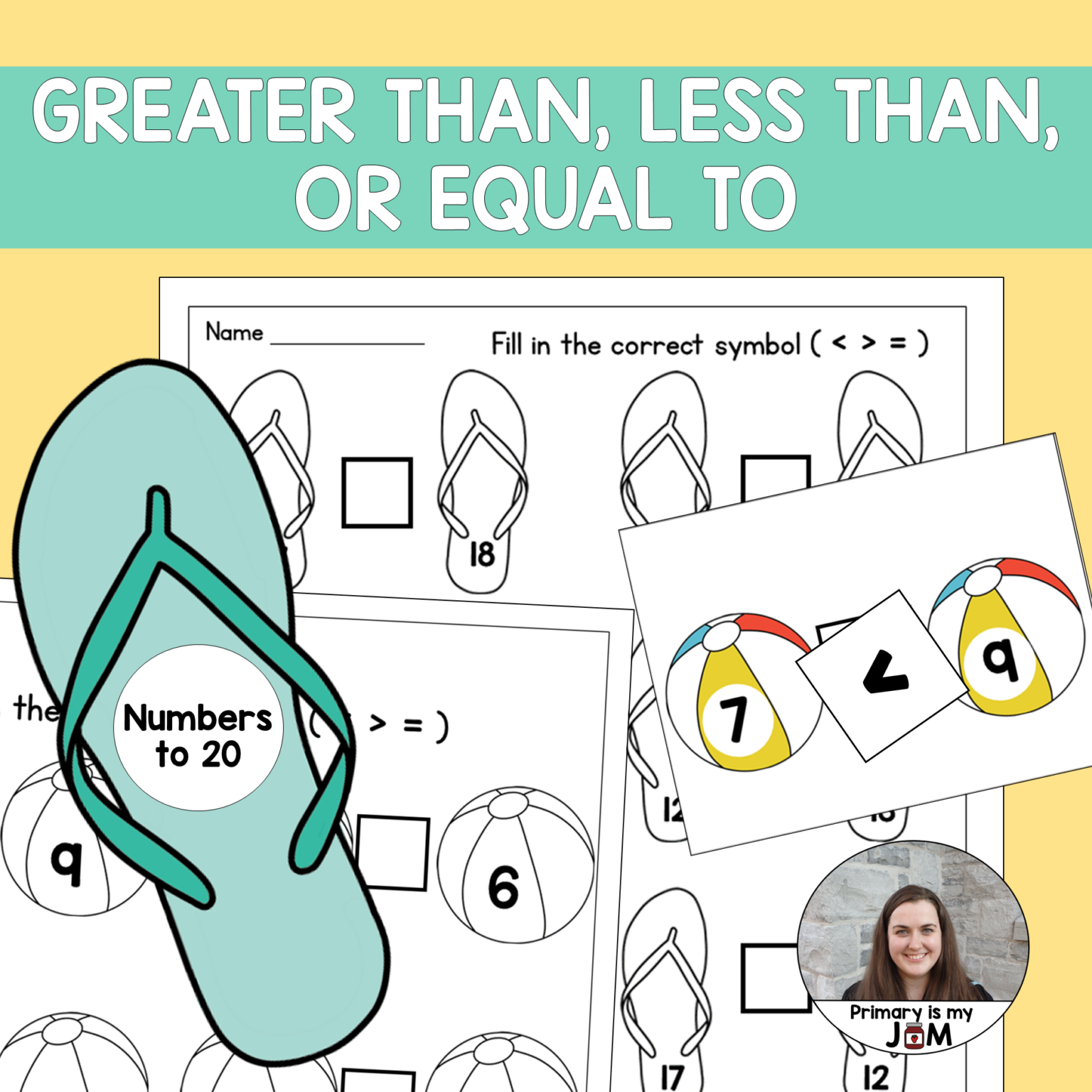 Summer Comparing Numbers to 20 - Greater than, less than or equal to ...