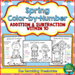 Spring Color by Number, Addition & Subtraction Within 10 | Made By Teachers