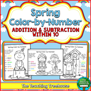 Spring Color by Number, Addition & Subtraction Within 10 | Made By Teachers