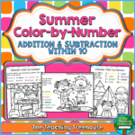 Summer Color by Number, Addition & Subtraction Within 10 | Made By Teachers