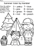Summer Color by Number, Addition & Subtraction Within 10 | Made By Teachers
