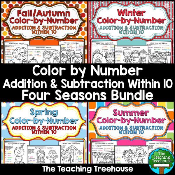 Summer Color by Number, Addition & Subtraction Within 10 - Made By Teachers