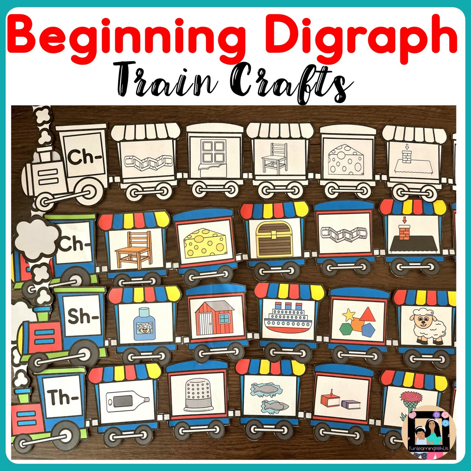 Beginning Digraph Train Crafts Kindergarten Literacy Center Activity ...