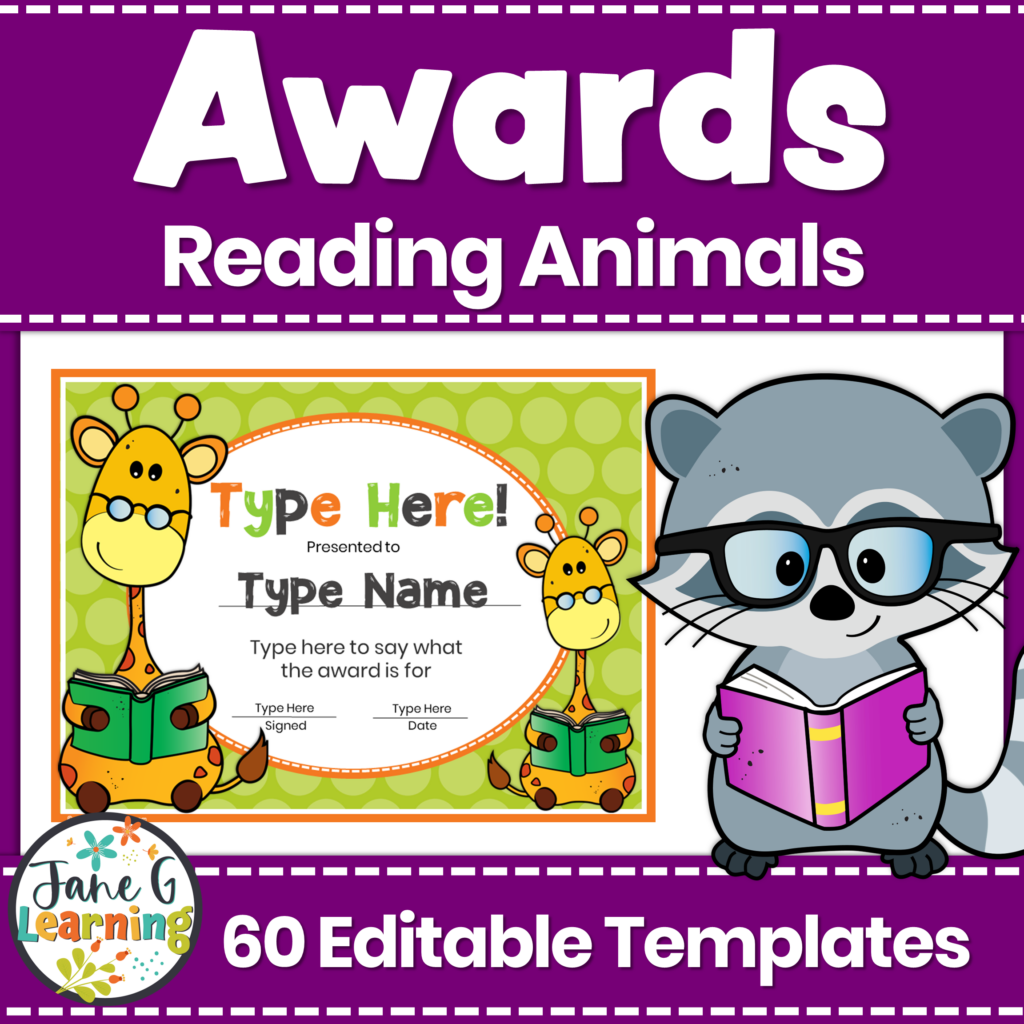 Editable Reading Awards | Reading Certificates | Animal Awards 2 - Made ...