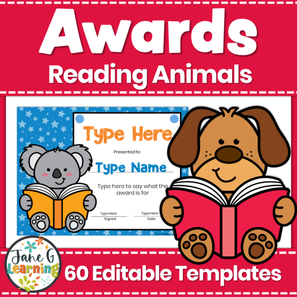 Editable Reading Awards | Reading Certificates | Animal Awards 2 | Made ...