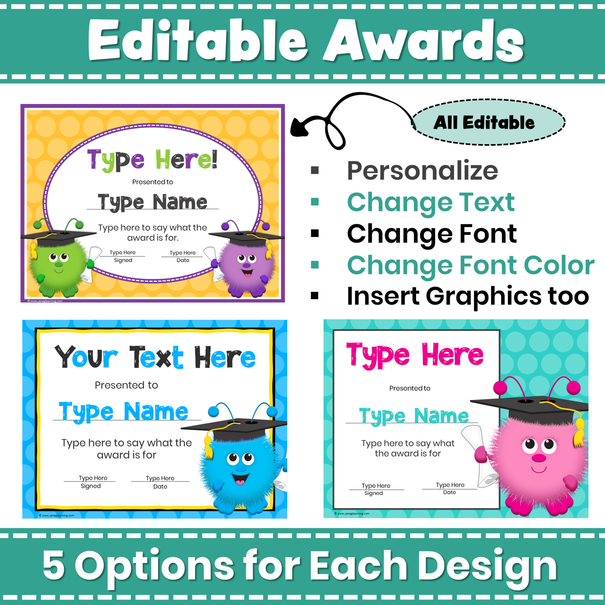 Editable Awards | End of the Year Awards | Fuzzy Certificates (Copy ...