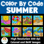 Summer Color By Number ClipArt | Color By Code Summer Cliparts | Summer ...