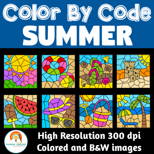 Summer Color By Number ClipArt | Color By Code Summer Cliparts | Summer ...