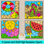 Summer Color By Number ClipArt | Color By Code Summer Cliparts | Summer ...