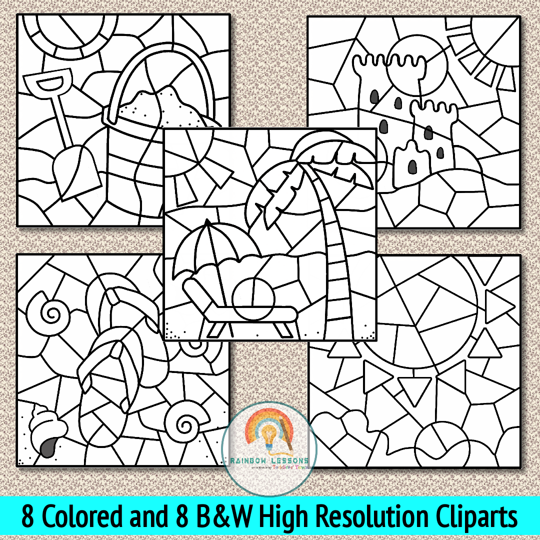 Summer Color By Number ClipArt | Color By Code Summer Cliparts | Summer ...