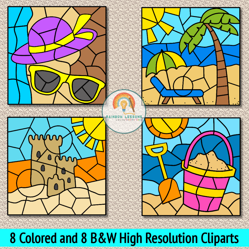 Summer Color By Number ClipArt | Color By Code Summer Cliparts | Summer ...