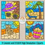 Summer Color By Number ClipArt | Color By Code Summer Cliparts | Summer ...