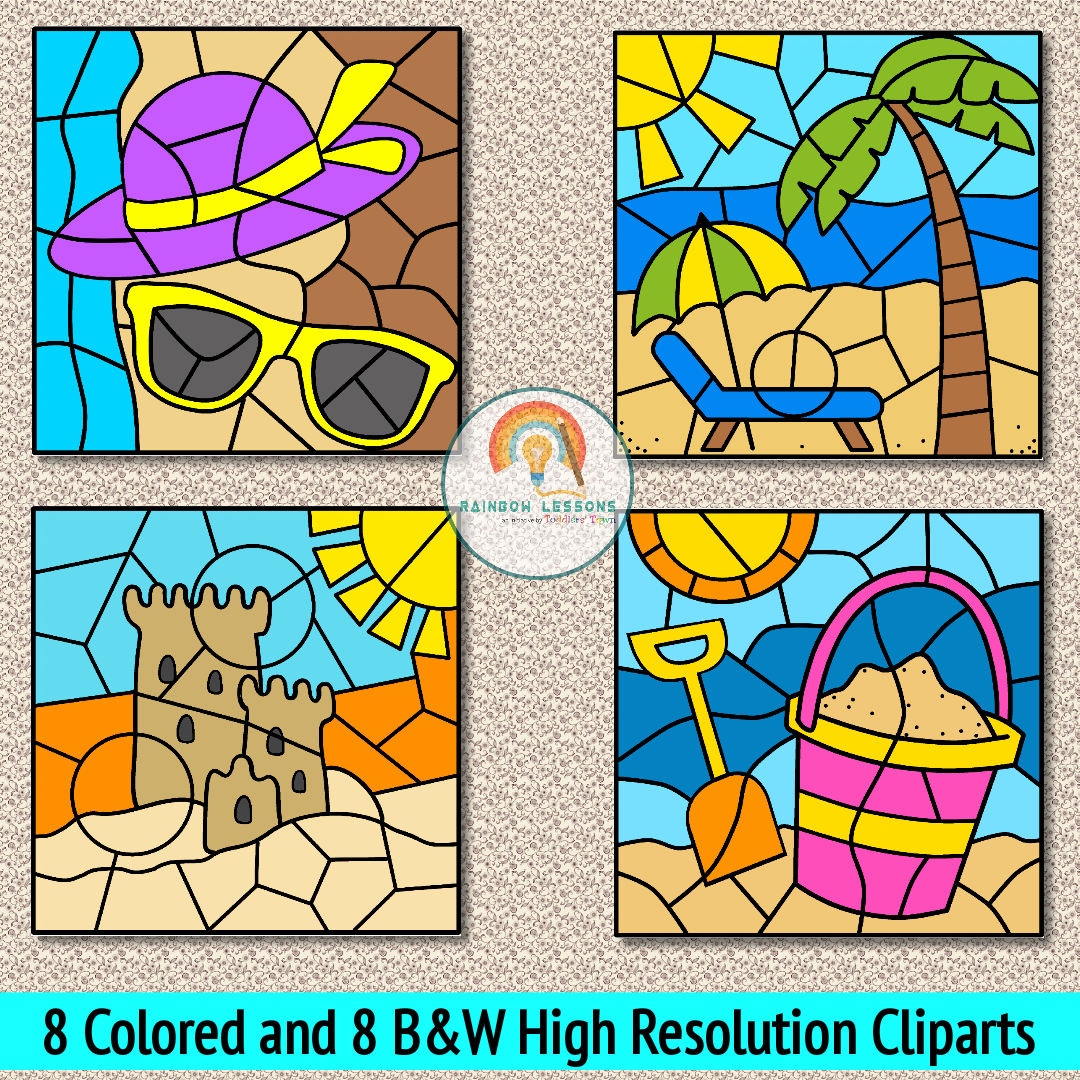 Summer Color By Number ClipArt | Color By Code Summer Cliparts | Summer ...