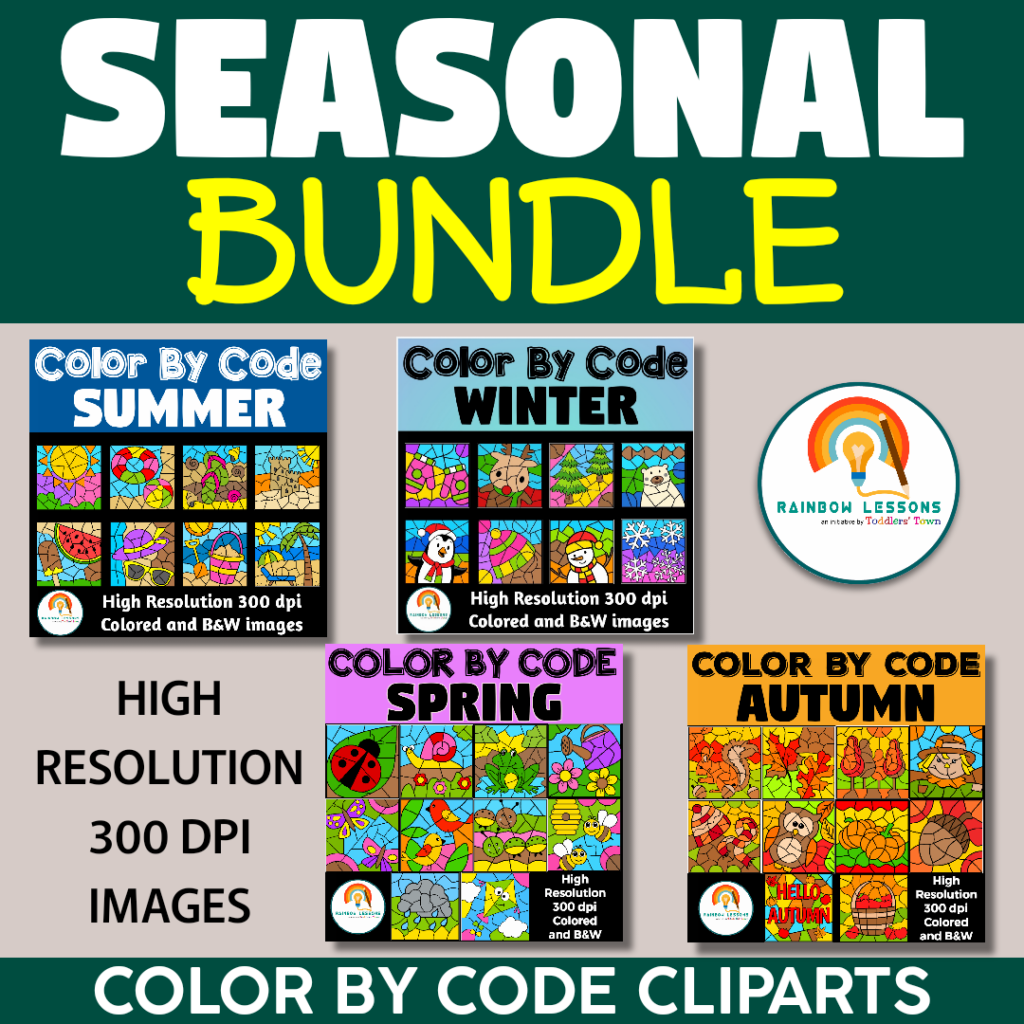 Color by Code Seasonal Clip Art Bundle | Color by Code Template ...