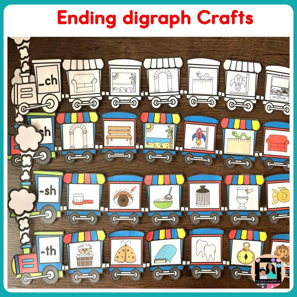 Beginning & Ending Digraph Craft Bundle | Kindergarten Literacy Center ...
