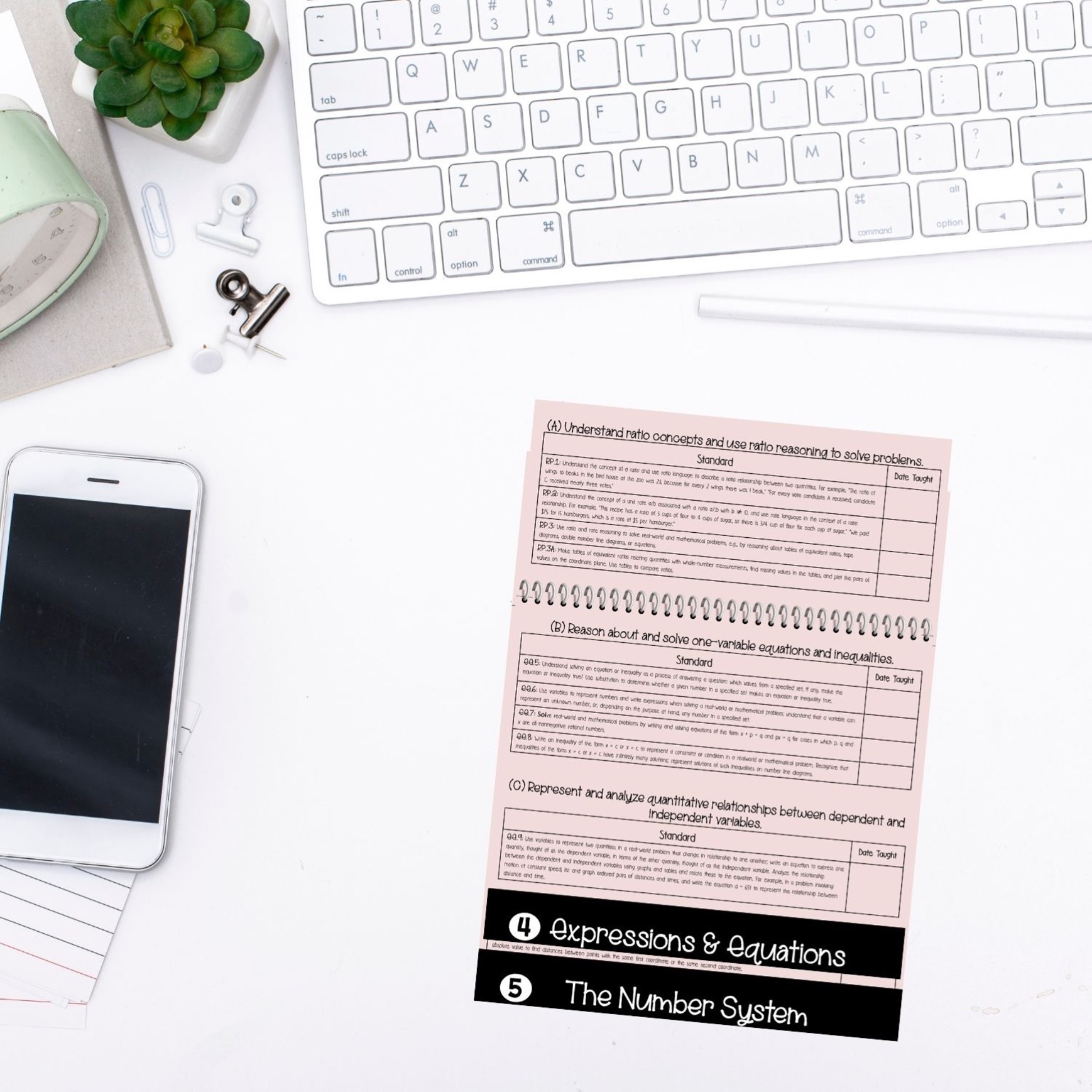 6th Grade Math Common Core State Standards Flip Chart Checklist | Made ...
