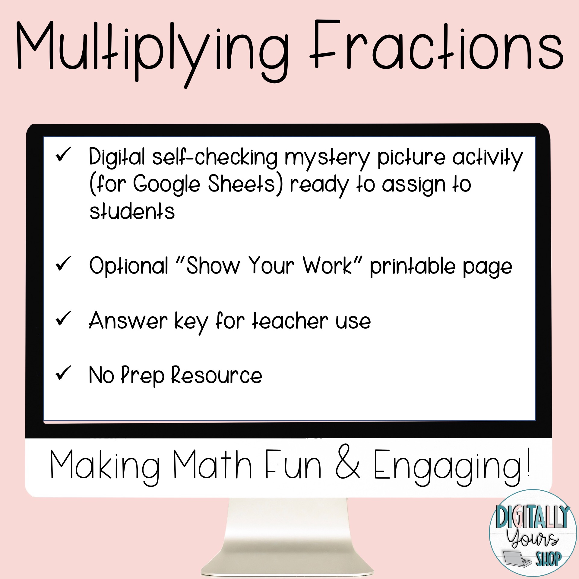 Multiplying Fractions Self Checking Digital Activity | Made By Teachers