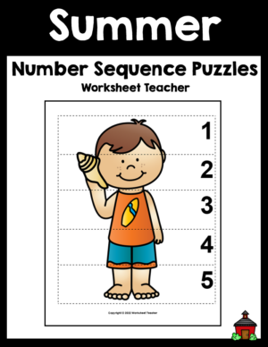 5 Summer Number Sequence Picture Puzzles - Made By Teachers