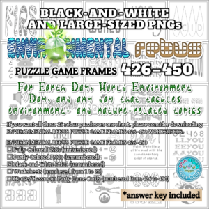 Black-and-White Rebus Puzzle Game Frames 1-100 PNG - Made By Teachers