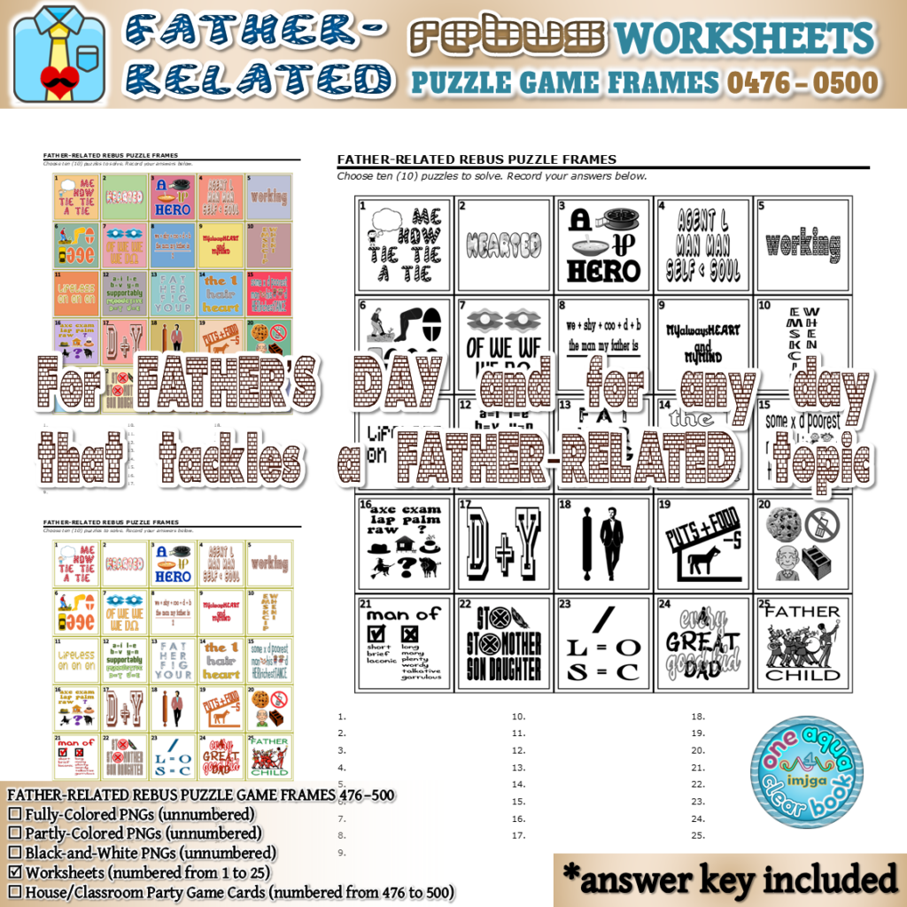 Partly Colored Rebus Puzzle Game Frames 1-100 PNGs | Made By Teachers