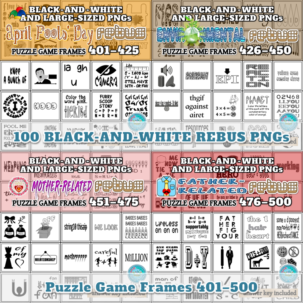 Black-&-White HALLOWEEN Rebus Frames 121-140 PNGs - Made By Teachers