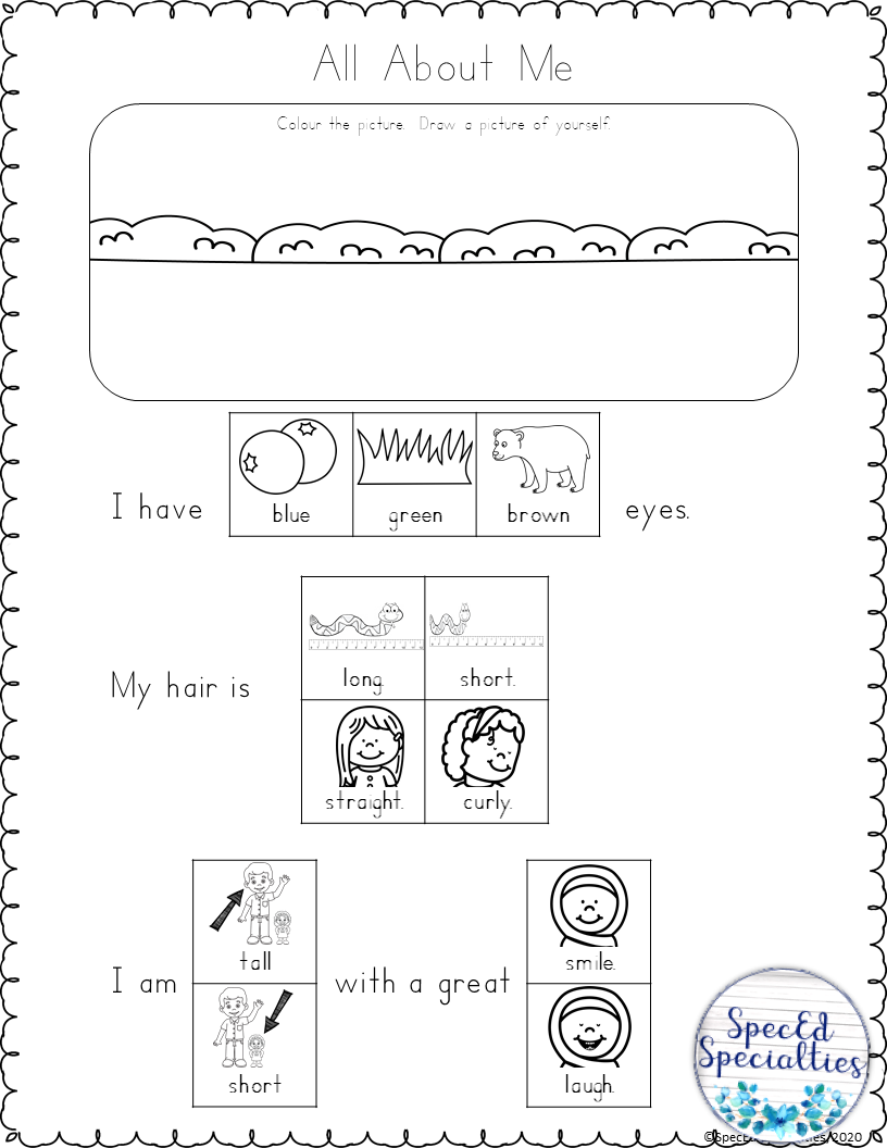 Summer All About Me Journal Writing for Special Education (August ...